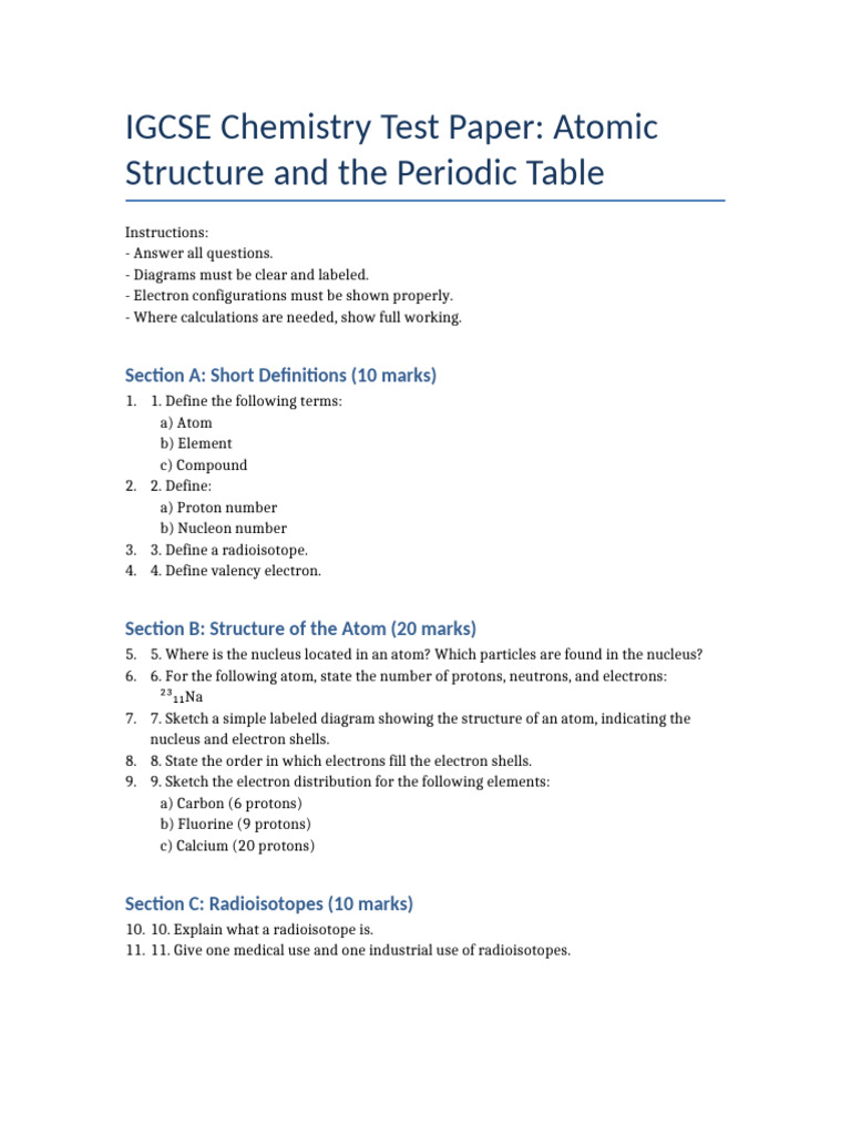IGCSE_Chemistry_Test_Paper | PDF