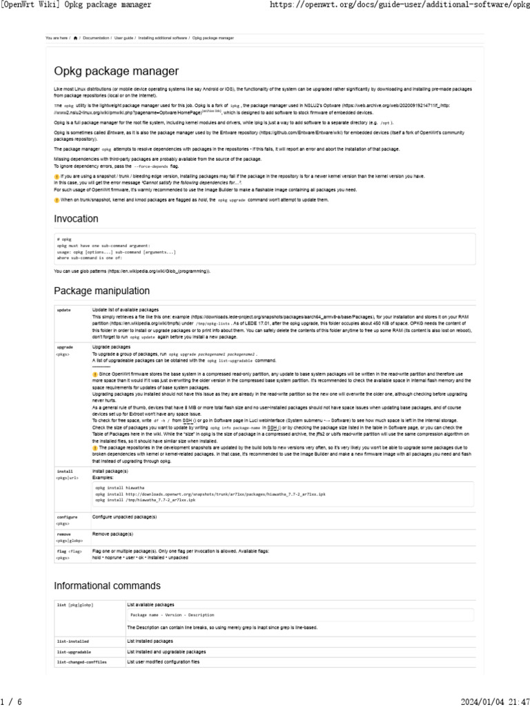 OpenWrt Opkg Package Manager Guide | PDF | Software Repository | Proxy ...
