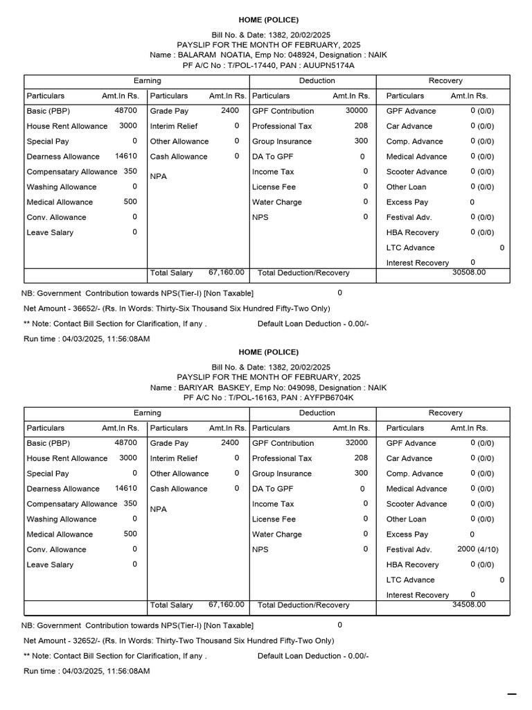 PaySlip February 2025 342025 | PDF | Tax Deduction | Public Finance