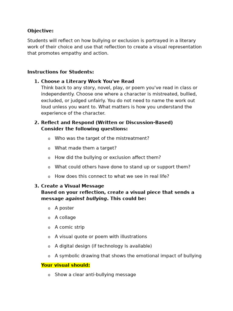 Exploring Bullying Through Literature | PDF