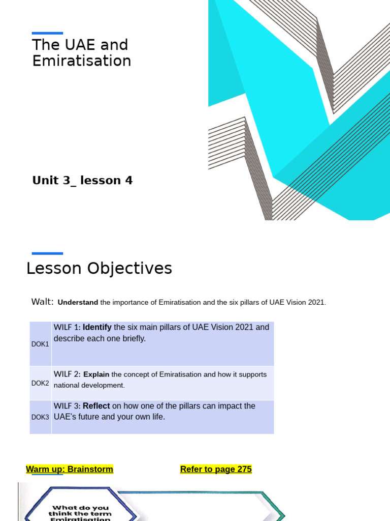 Unit 3 - Lesson 4 - The UAE and Emiratisation | PDF | United Arab ...