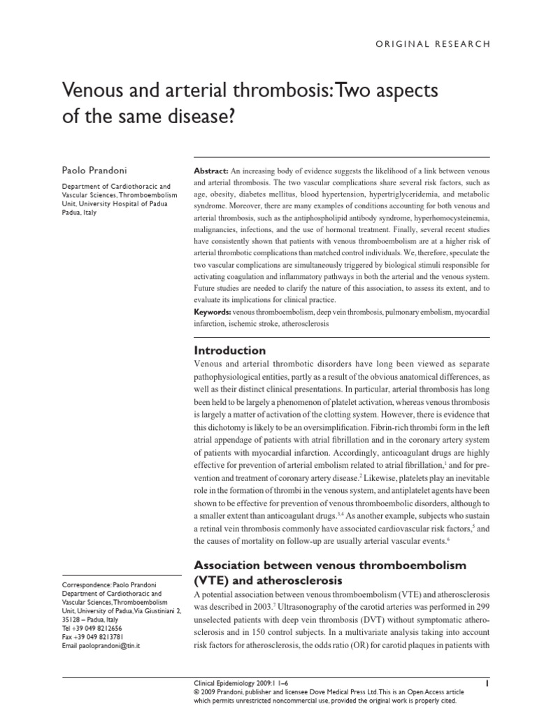 Arterial vs Venous Thrombosis Explained | PDF | Thrombosis ...