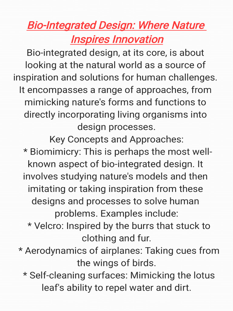 Bio-Integrated Design: Where Nature Inspires Innovation | PDF