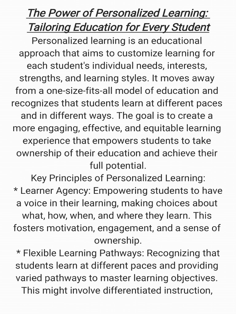 The Power of Personalized Learning: Tailoring Education For Every ...