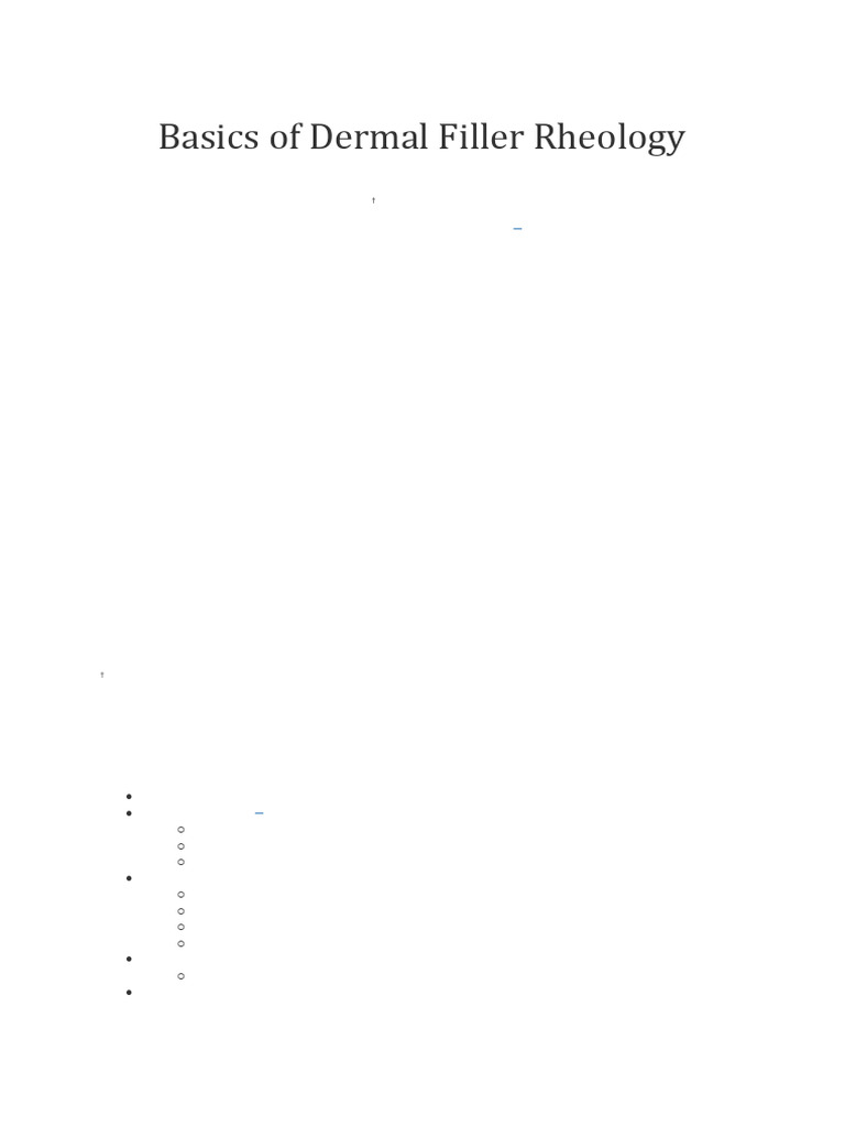 Basics of Dermal Filler Rheology (S. Pierre - 2015) | PDF | Elasticity ...