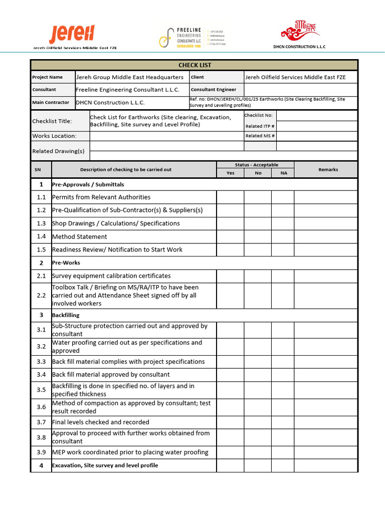 DHCN-JEREH-CL-001-25 Earthworks (Backfilling and Excavation Leveling) | PDF