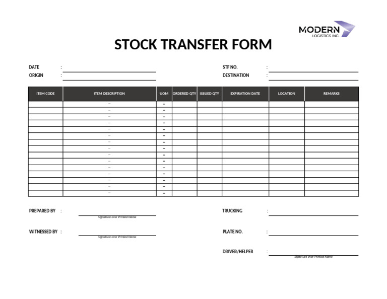 Stock Transfer Form | PDF