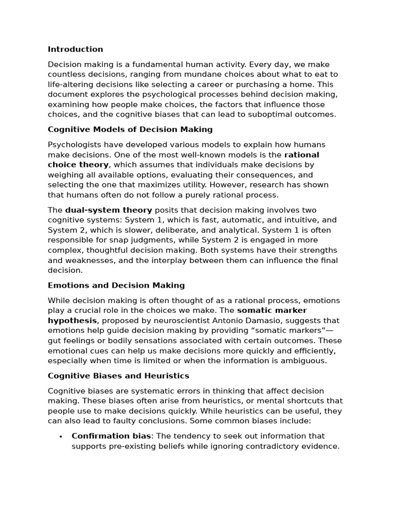 The Psychology of Decision Making | PDF | Decision Making | Heuristic
