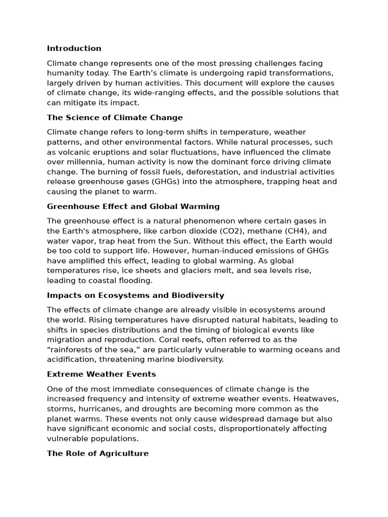 Climate Change: Causes, Effects, Solutions | PDF | Climate Change ...