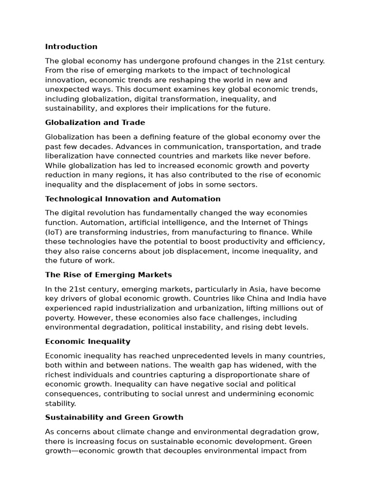 Global Economic Trends in The 21st Century | PDF | Economic Inequality ...
