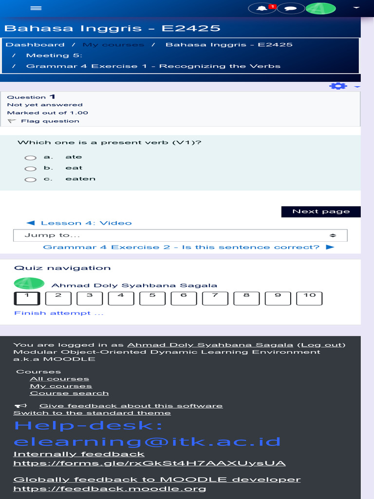 Grammar 4 Exercise 1 - Recognizing The Verbs (Page 1 of 10) | PDF