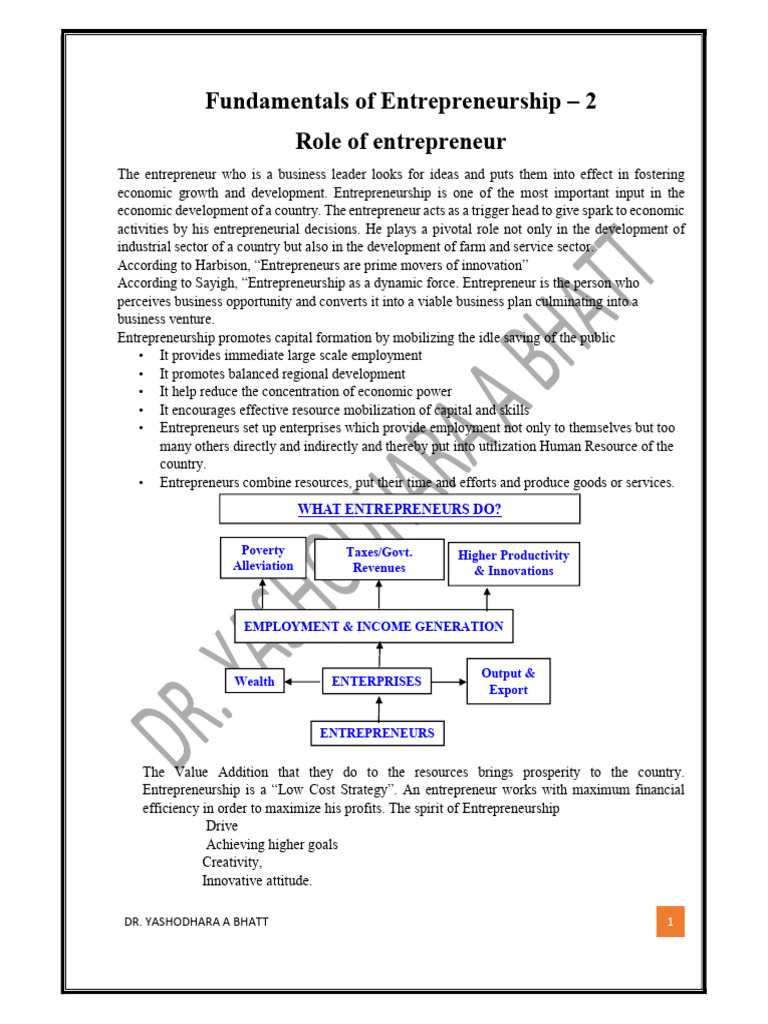 Role of Entrepereneur in Economic Growth | PDF | Entrepreneurship ...