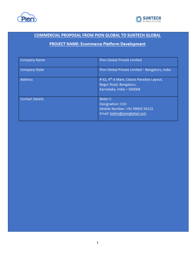 Commercial Proposal SunTech Global v1.0 | PDF | Cloud Computing | Pricing