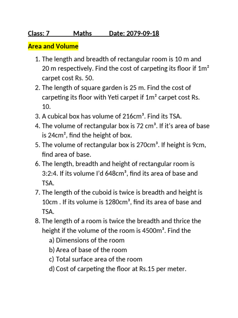 Area and Volume | PDF
