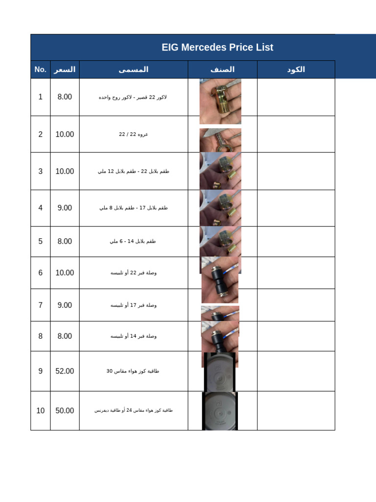EIG Mercedes Price List 4-2025 | PDF