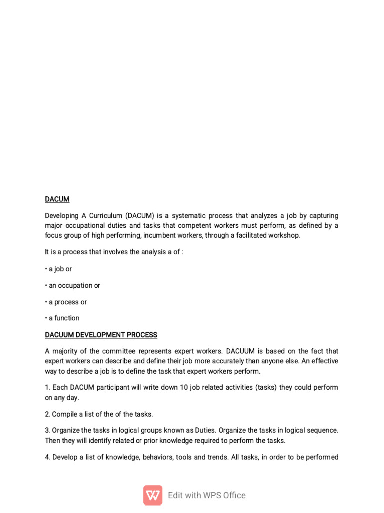 DACUM Strategy | PDF