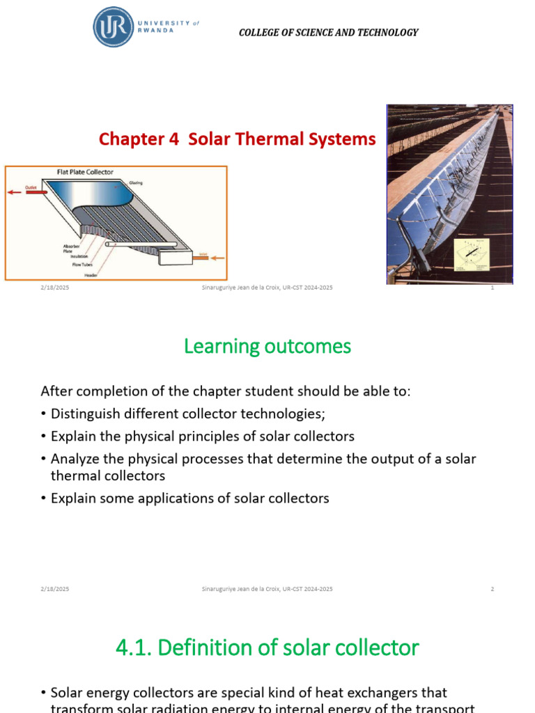 Chapter 4 Solar Thermal Systems | PDF | Heat Transfer | Solar Energy