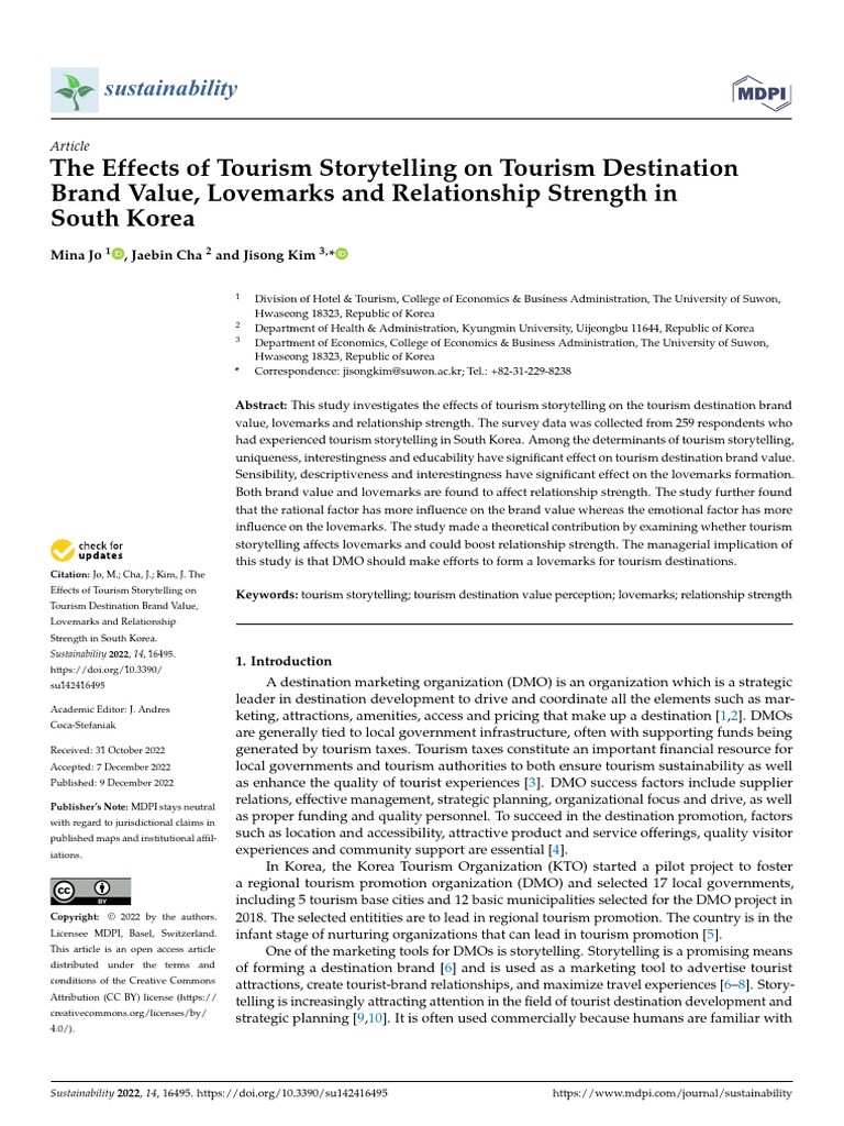 Tourism Storytelling's Impact on Brand Value | PDF | Brand | Tourism