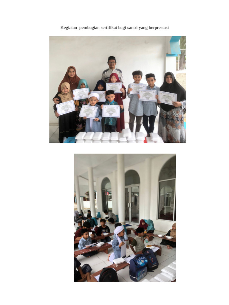 Kegiatan Pembagian Sertifikat Bagi Santri Yang Berprestasi | PDF