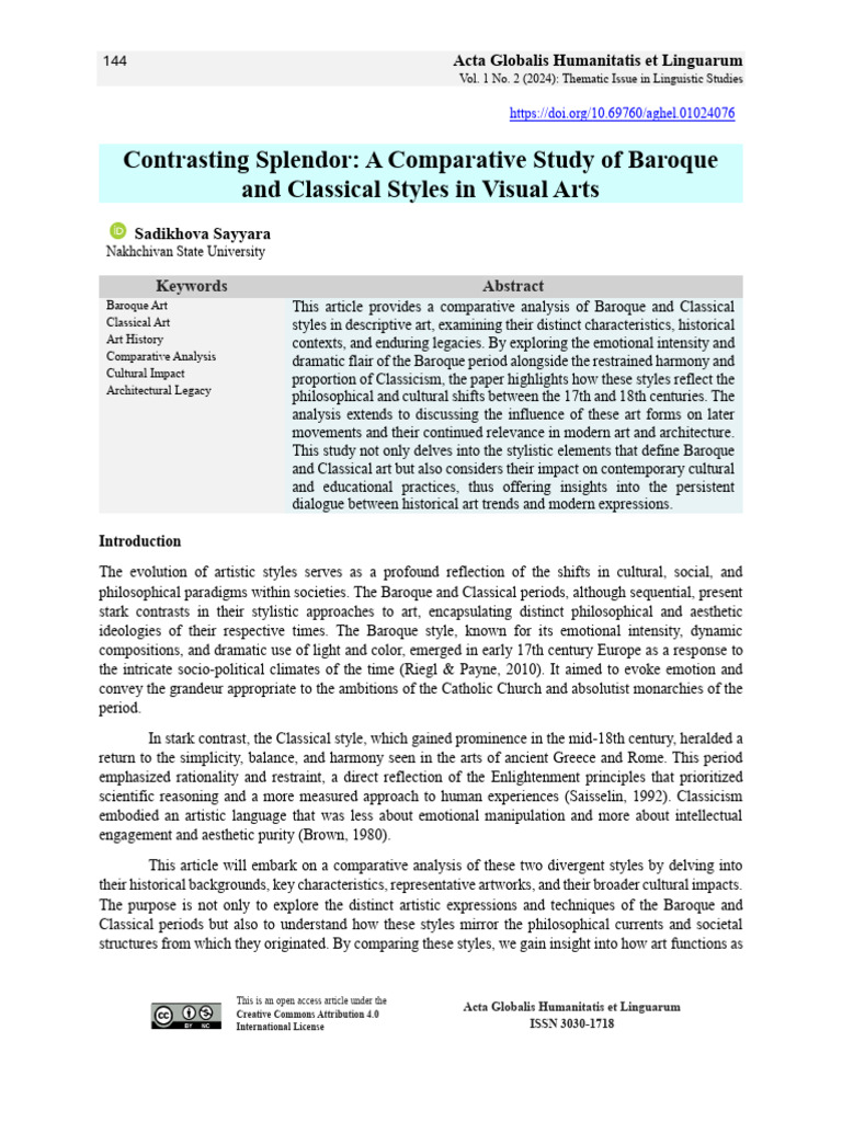 Contrasting Splendor: A Comparative Study of Baroque and Classical ...