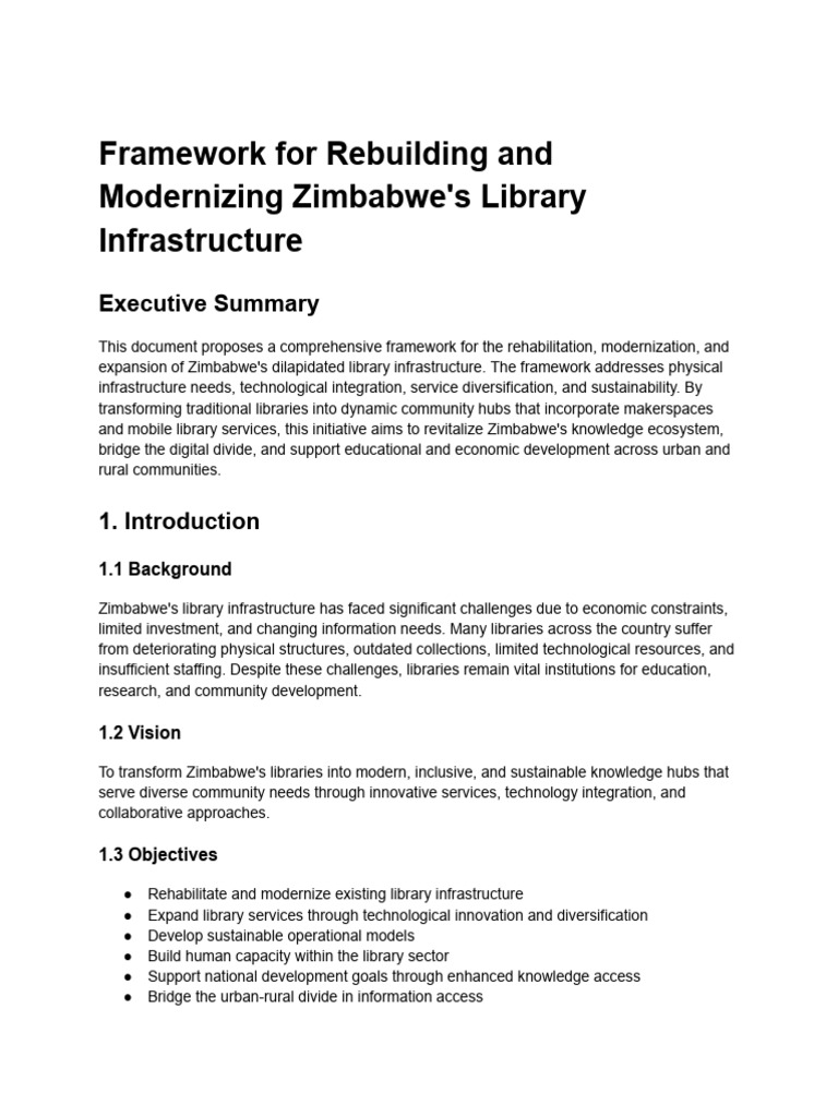 Framework For Rebuilding and Modernizing Zimbabwe's Library ...
