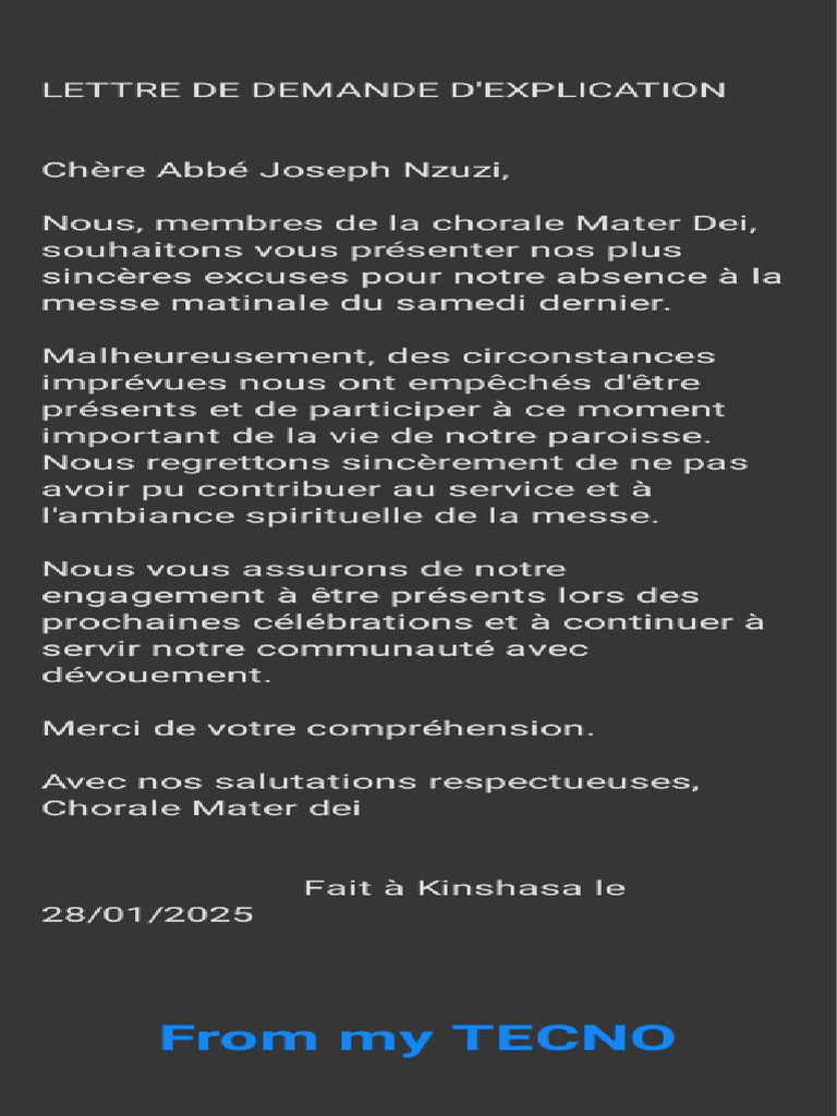 Lettre de Demande D'explication | PDF