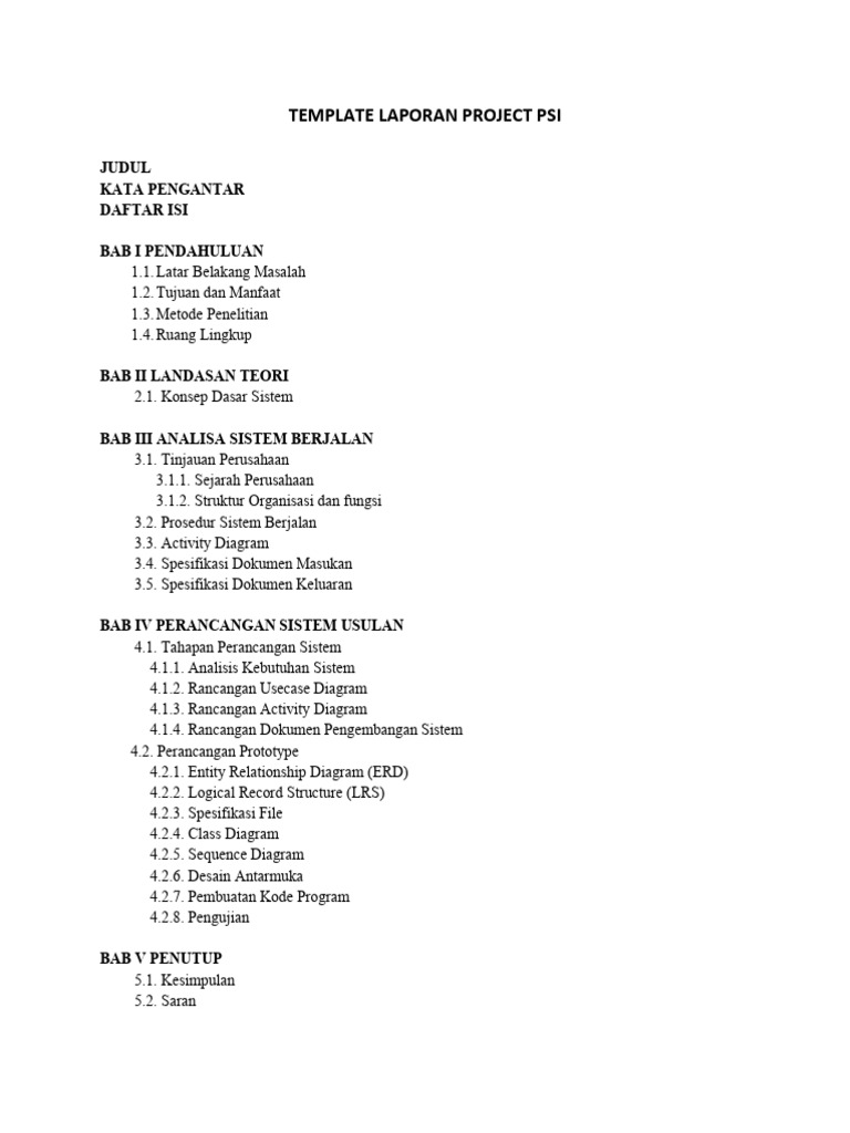 Template Laporan Project Psi | PDF