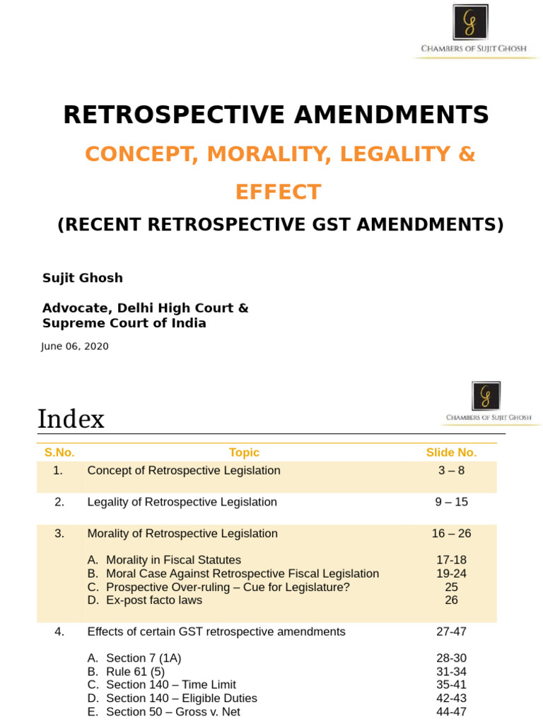 Retrospective Amendments - Final | PDF | Ex Post Facto Law | Taxes