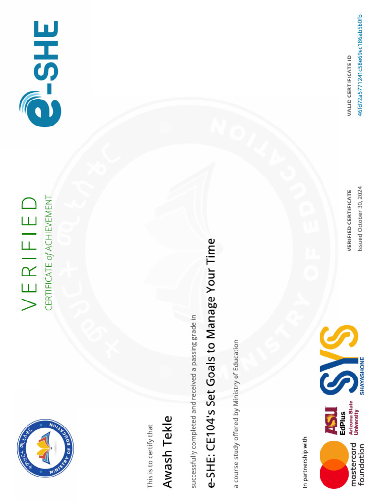 Certificates for Goal Setting | PDF