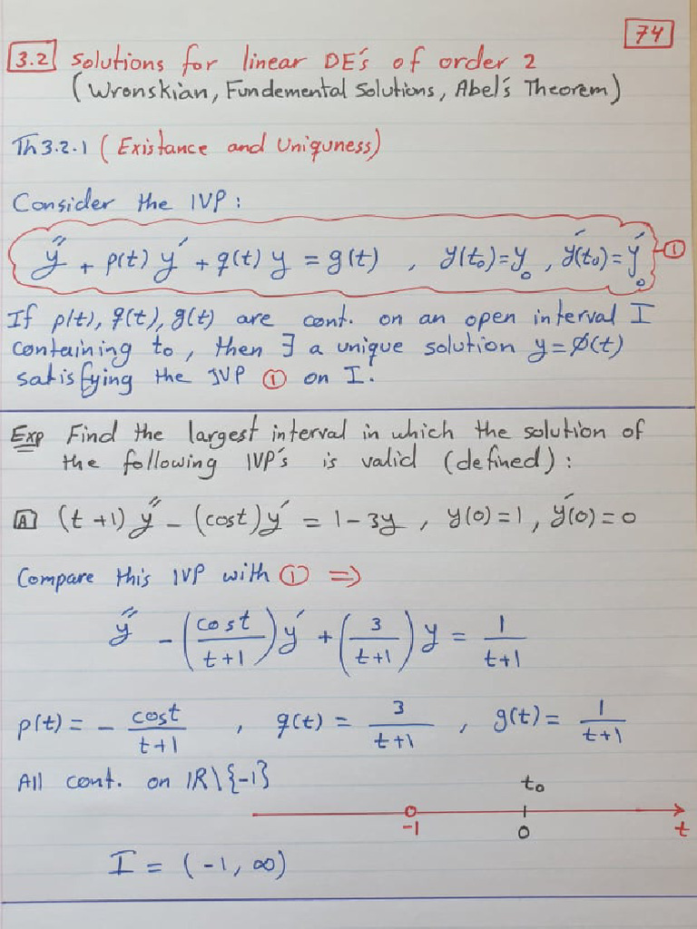 3 - Ch3 - Part 3 - Existance - Uniqueness - Intervals - Wronskian For ...