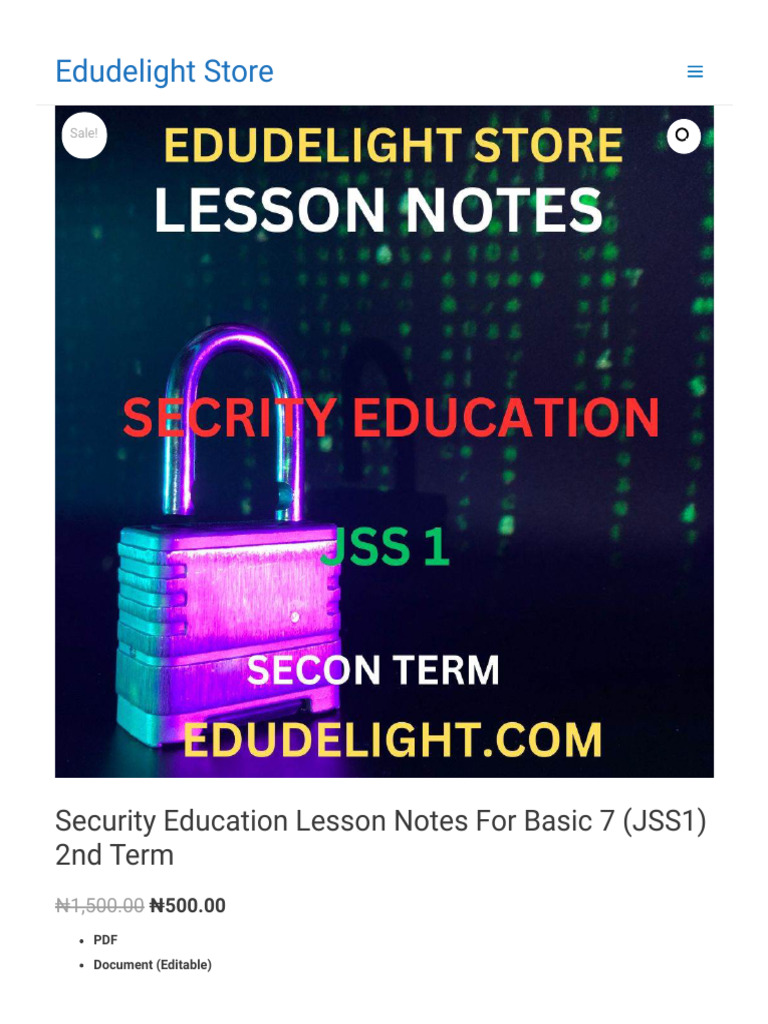 Security Education Lesson Notes For Basic 7 (JSS1) 2nd Term ...