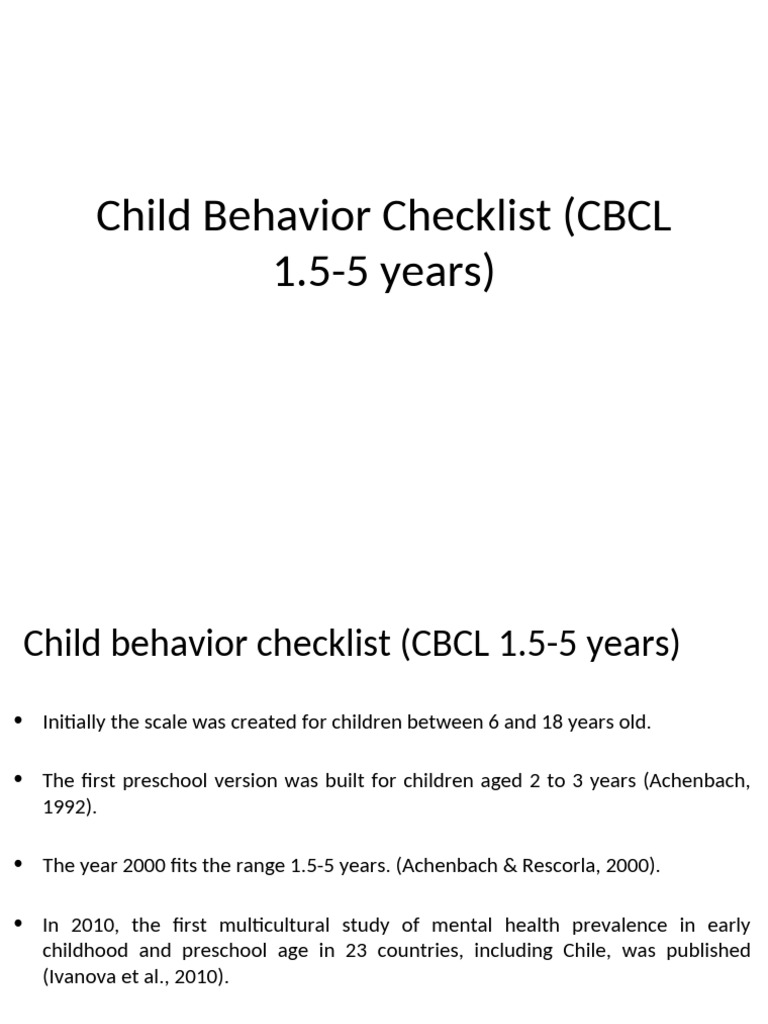 Child Behavior Checklist CBCL 1 5 5 Years | PDF | Abnormal Psychology | Behavioural Sciences