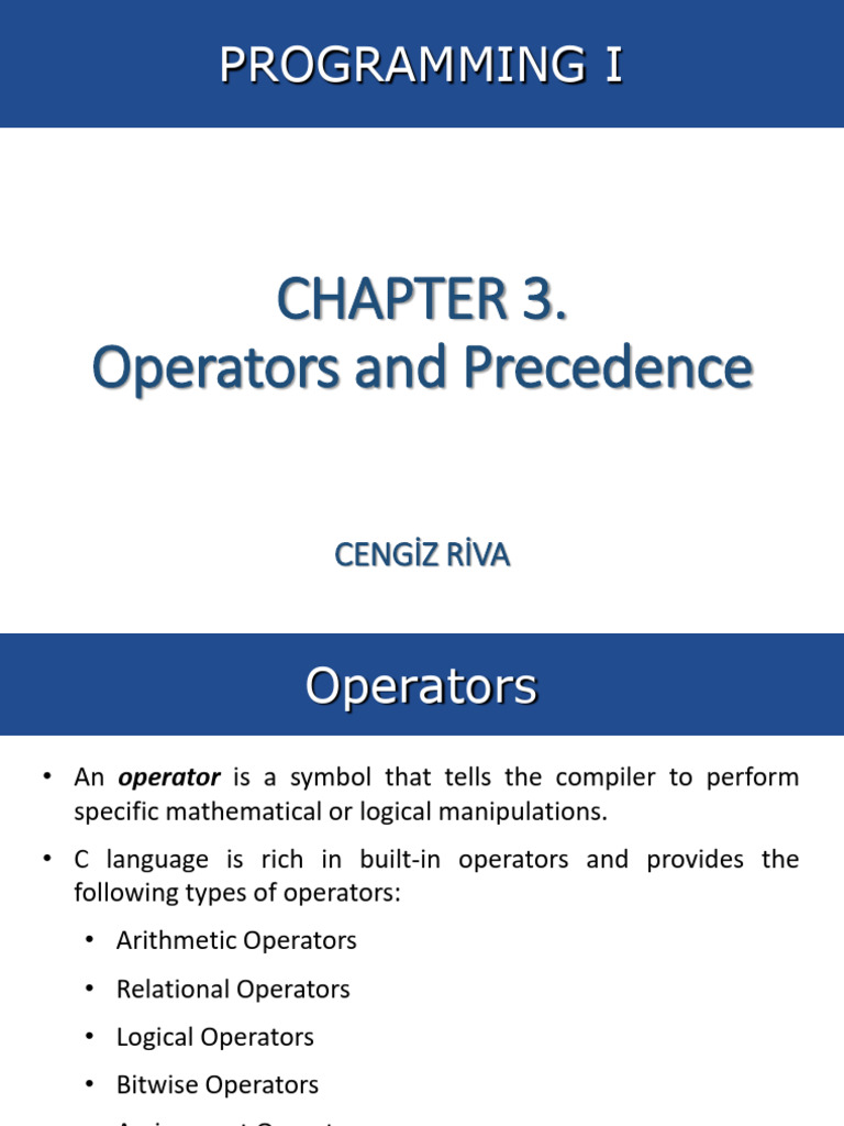 C Programming Operators Overview | PDF | Boolean Data Type | C ...