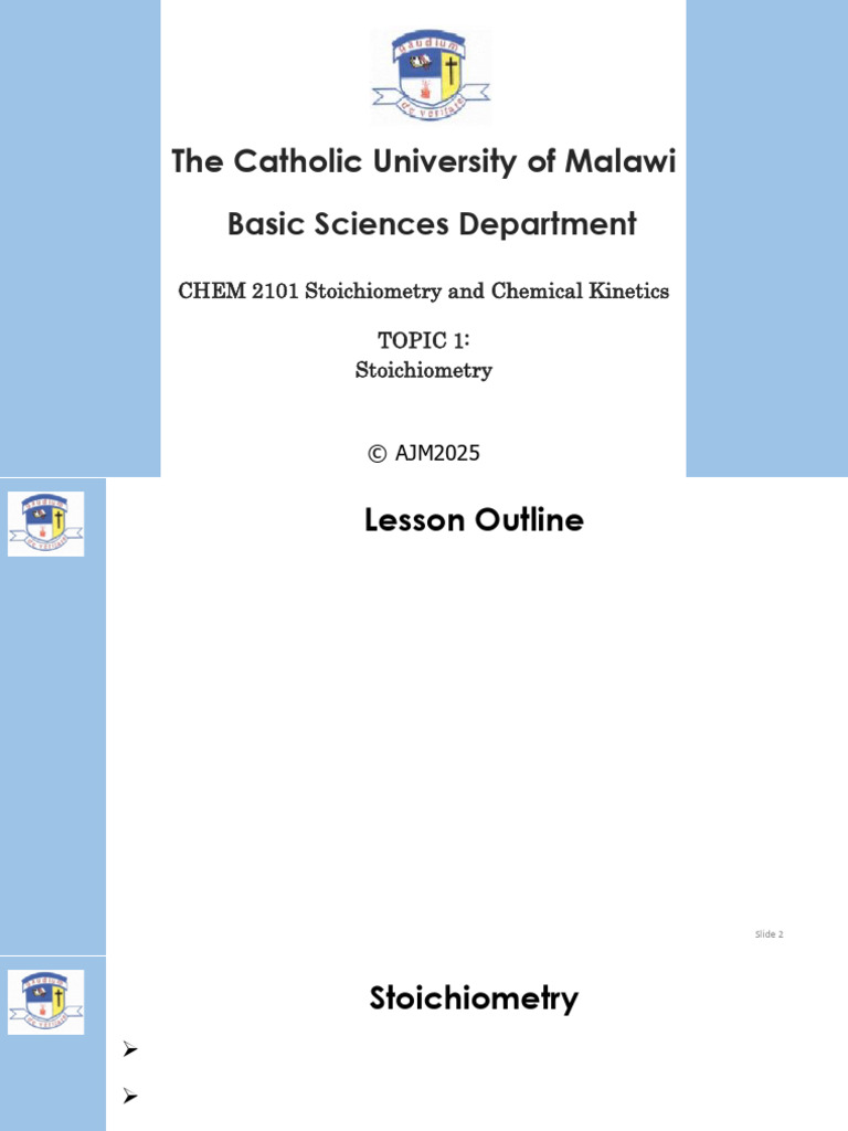 CHEM 2101 TOPIC 1 - Stoichiometry | PDF | Stoichiometry | Mole (Unit)