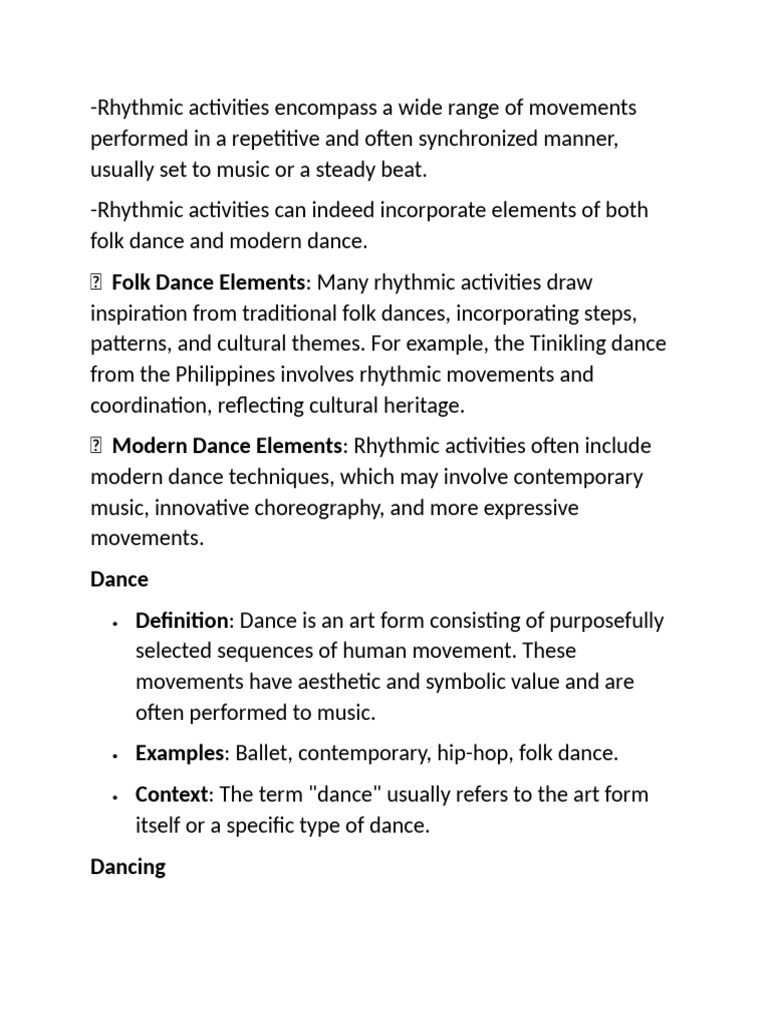 Rhythmic Activities | PDF