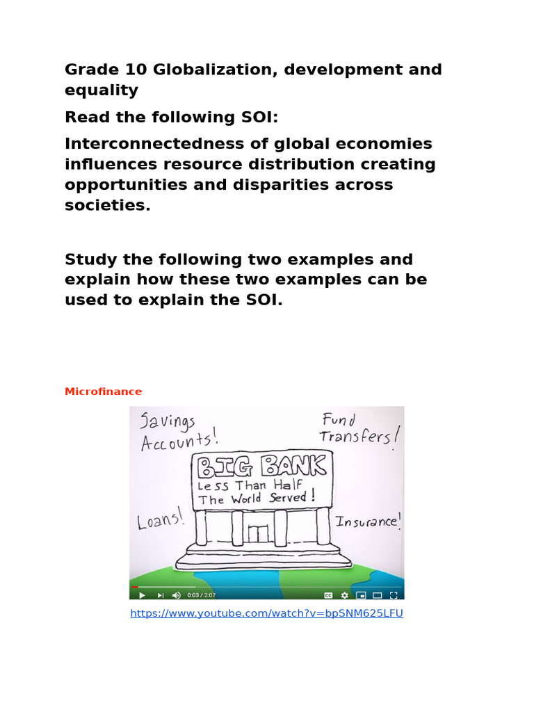 Grade 10 Globalization 1 | PDF | Fair Trade | Microfinance