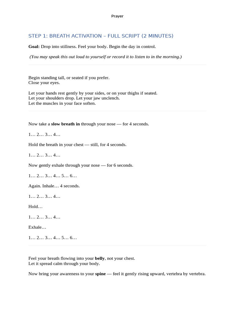 Morning Breath Activation Script | PDF