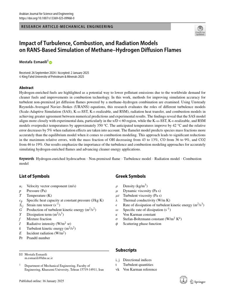 AJSE - 2025 - Esmaeili - Impact of Turbulence, Combustion, and Radiation Models On RANS-Based ...