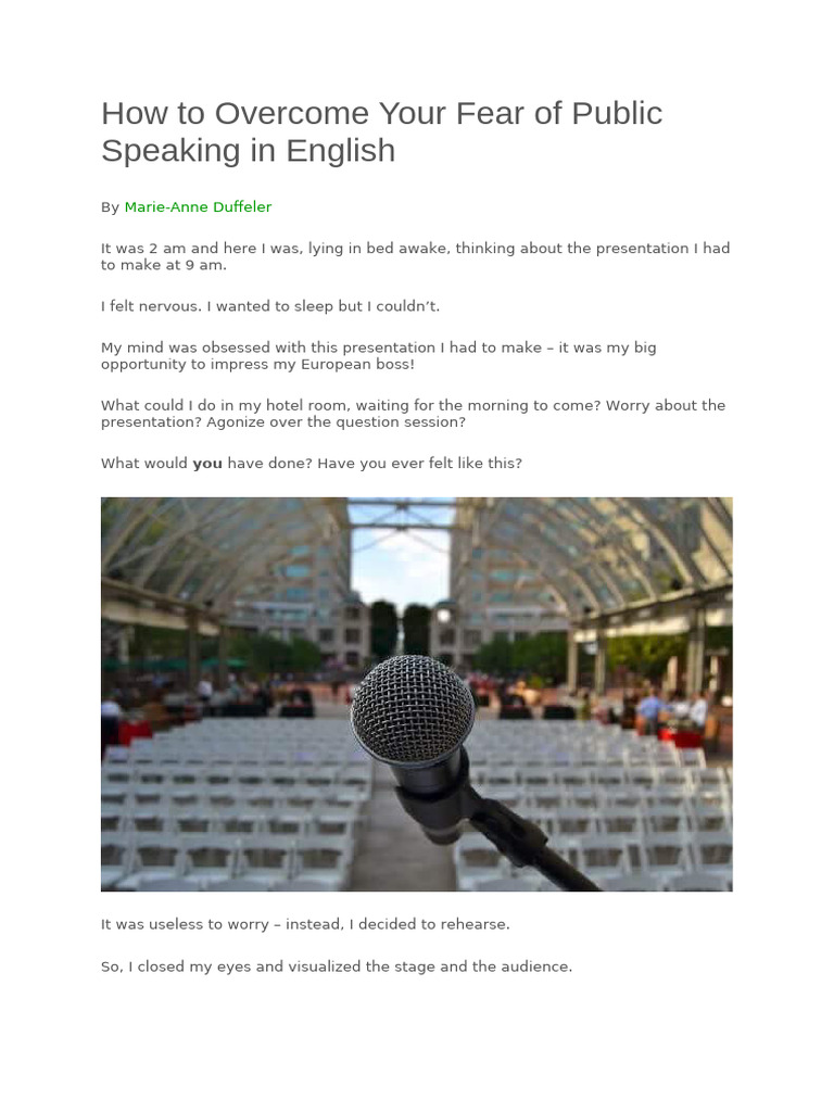 How To Overcome Your Fear of Public Speaking in English | PDF | English ...