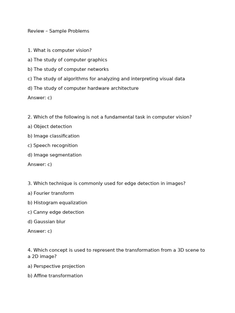 Exam 1 Review Sample Questions | PDF