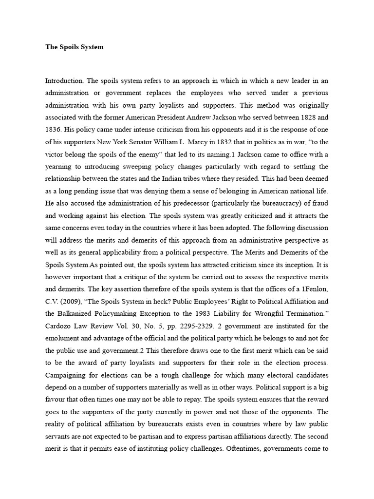 Spoils System and Max Weber | PDF | Bureaucracy | Max Weber