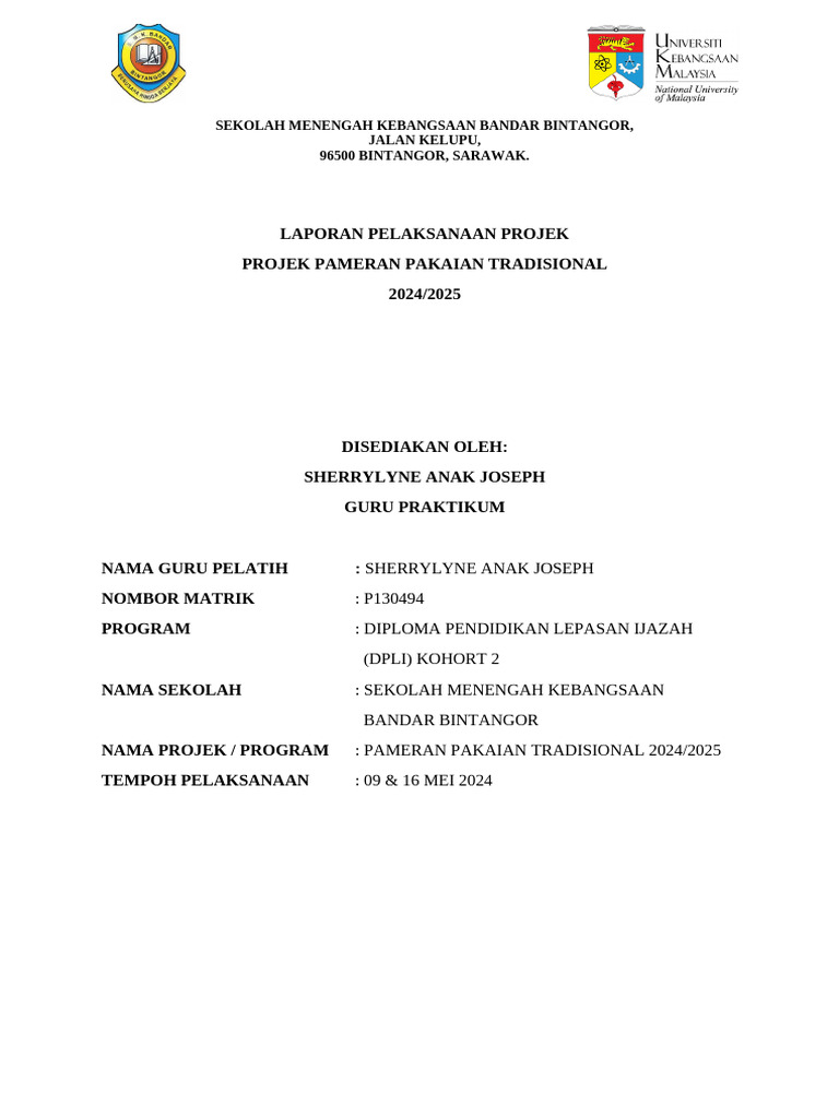 Pameran Pakaian Tradisional - Laporan Pelaksanaan Projek | PDF