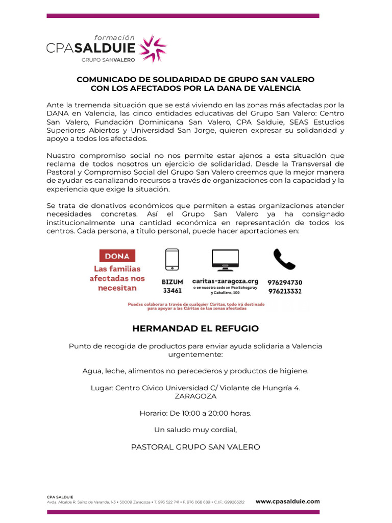 Circular DANA Valencia 041124 | PDF