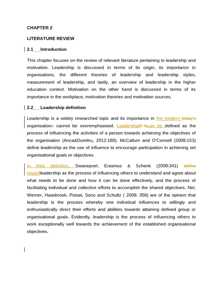 Chapter 2 Literature Review 2 | PDF | Leadership | Motivational