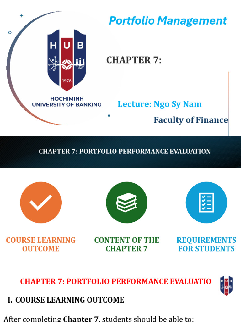 Chapter 7 - PORTFOLIO PERFORMANCE EVALUATION | PDF | Sharpe Ratio | Capital Asset Pricing Model