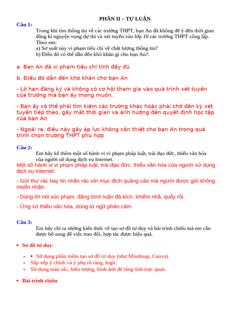 ĐÈ CƯƠNG ÔN TẬP CKI TIN 9 | PDF