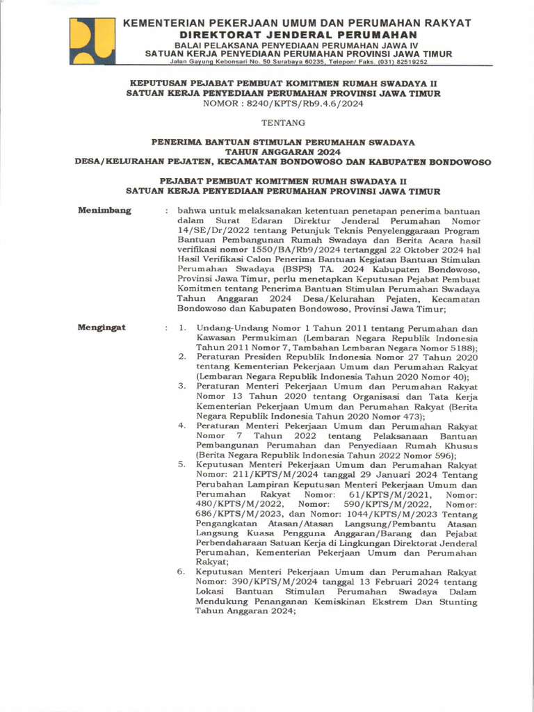 SK PPK Desa Pejaten | PDF