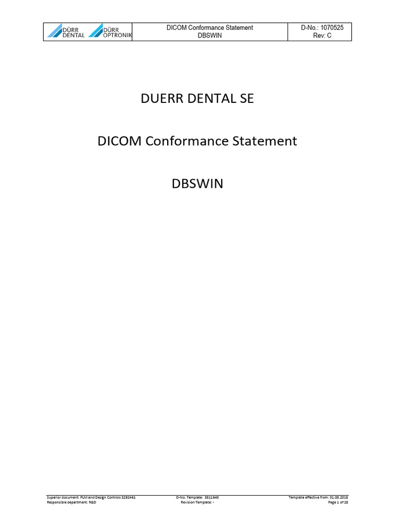 Duerr Dental Se DICOM Conformance Statement Dbswin | PDF | Computer ...