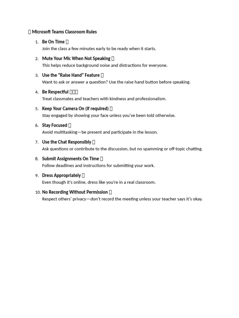 Microsoft Teams Classroom Etiquette Guide | PDF