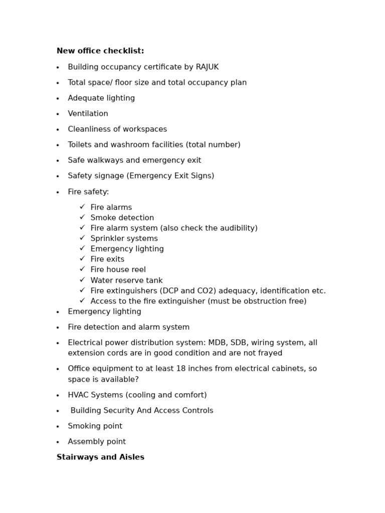 New Office Checklist | PDF
